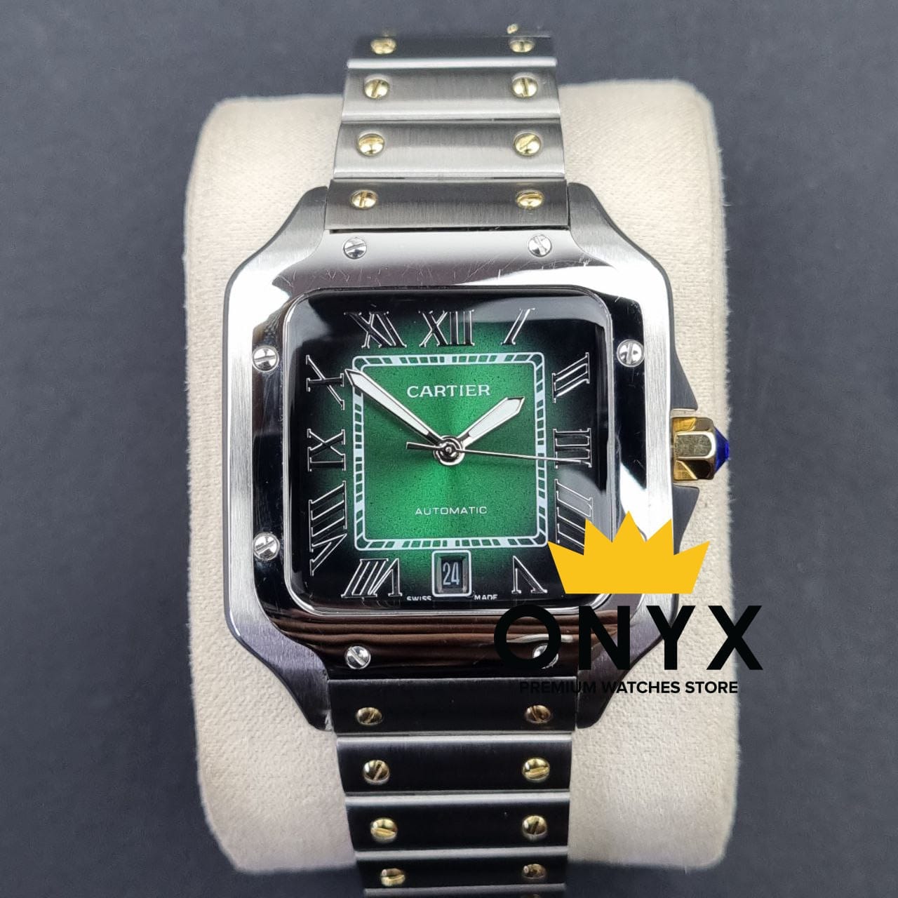Cartier Santos Green Dial 42mm, Japanese Automatic Movement - Onyx Store