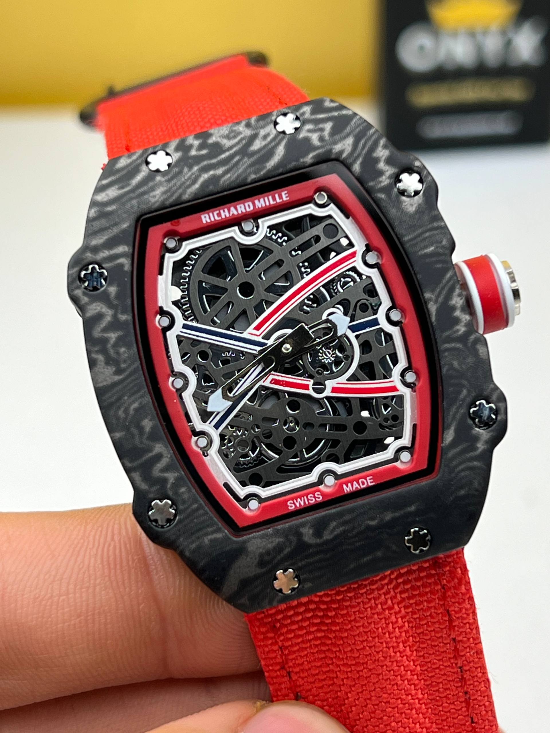 Richard Mille RM 67-02 Black in Red Strap Skeletonized Dial - Onyx Store